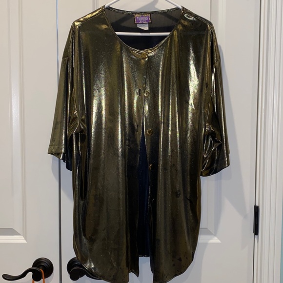 Vintage | Tops | Vintage Metallic Gold Button Up | Poshmark